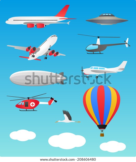 Vector Air Transportation Icon Set: stockvector (rechtenvrij) 208606480 ...