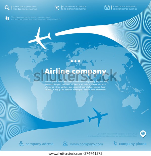 Vector aircraft brochure with planes, whirlwinds, infographics elements ...
