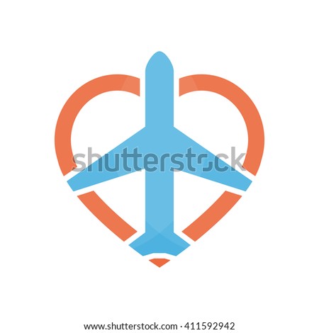 Vector Airplane Heart Logo Design Template Stock Vector (Royalty Free ...