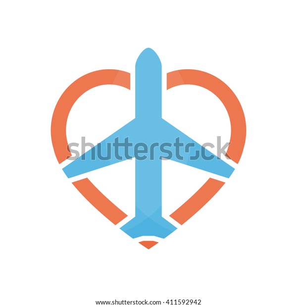 Vector Airplane Heart Logo Design Template 스톡 벡터(로열티 프리) 411592942 ...