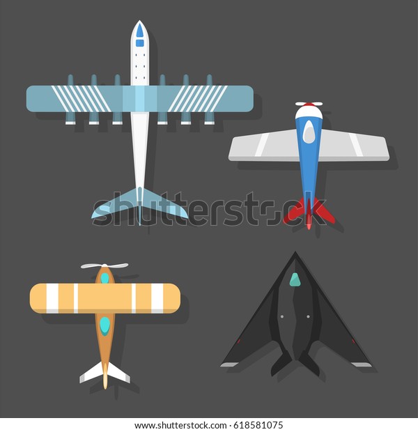 Vector Airplane Illustration Top View Aircraft Stock Vector (Royalty ...