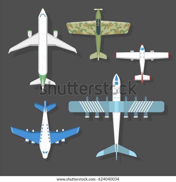 Vector Airplane Illustration Top View Aircraft Stock Vector (Royalty ...