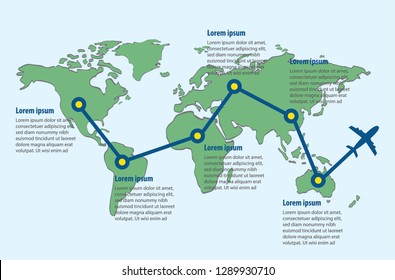 Vector Airplane World Map Infographic Stock Vector (Royalty Free ...