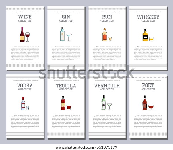 Vektor Stok Vector Alcohol List Icons Bar Menu (Tanpa Royalti ...