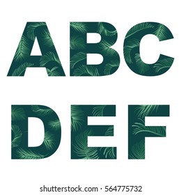 Vector Alphabet Decorative Fonts Covered Palm Stock Vector (Royalty ...