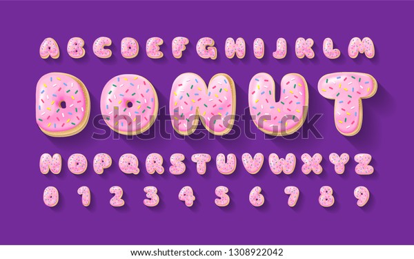 Vector Alphabet Donuts Bakery Sweet Tasty Stock Vector (Royalty Free ...