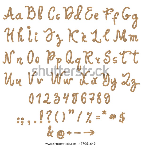 Vector Alphabet Hand Drawn Brown Letters Stock Vector (Royalty Free ...