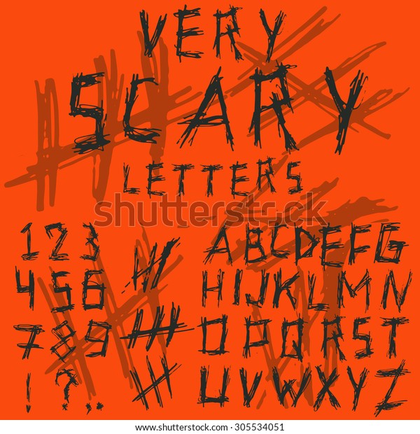 Vector Alphabet Hand Drawn Letters Scary Stock Vector (Royalty Free ...