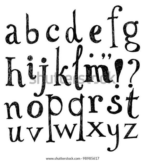 Vector Alphabet Hand Drawn Letters Letters Stock Vector (Royalty Free ...