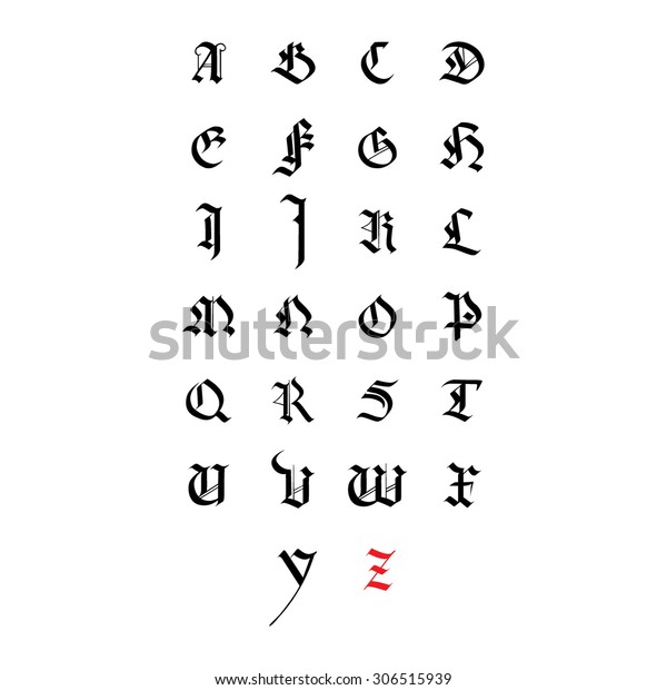Vector Alphabet Hand Drawn Medieval Letters 库存矢量图（免版税）306515939 ...