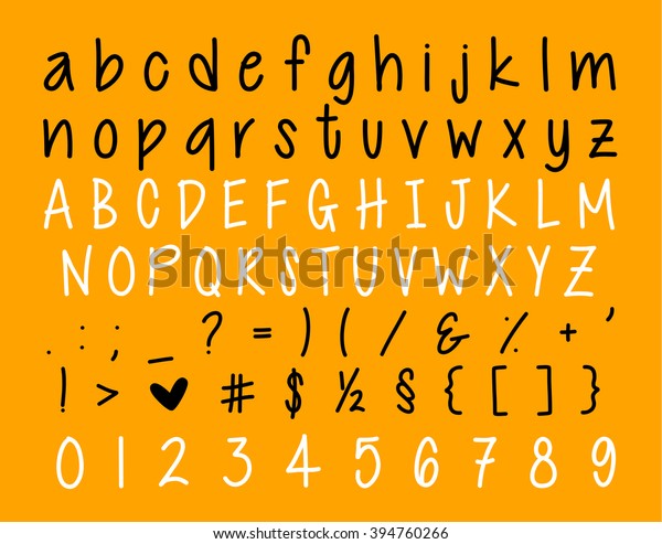 Vector Alphabet Handwritten Calligraphy Letters Numbers Stock Vector ...
