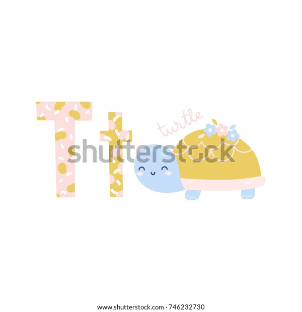 Vector Alphabet Letter T Turtle Stock Vector (Royalty Free) 746232730 ...
