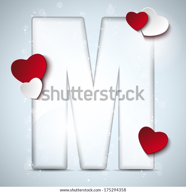 Vector Alphabet Letters Red Heart Valentine Stock Vector (Royalty Free ...