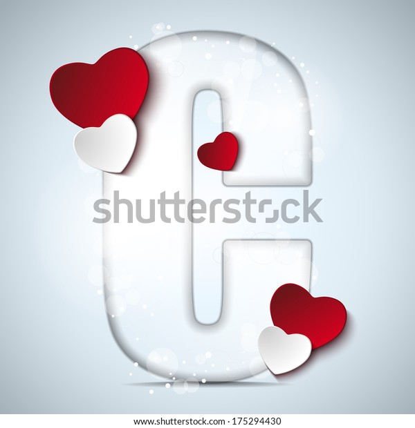 Vector Alphabet Letters Red Heart Valentine Stock Vector (Royalty Free ...