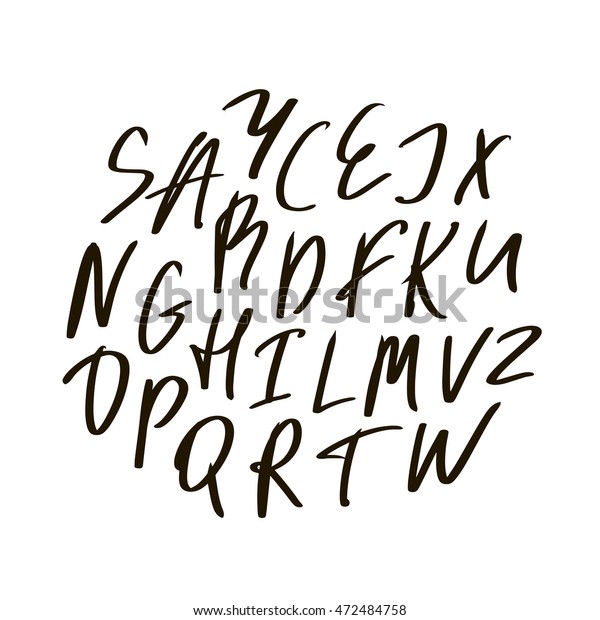 Vector Alphabet Lettersblack Handwritten Font Drawn Stock Vector ...