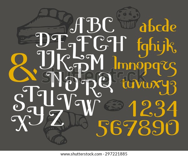 Vector Alphabet Lowercase Uppercase Letters Numbers Stock Vector ...