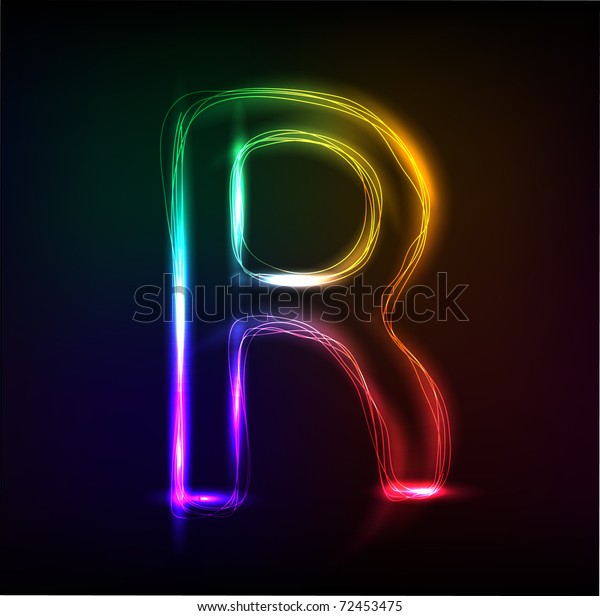 Стоковая векторная графика «Vector Alphabet Neon Letter R» (без ...