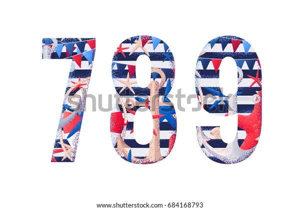 Vector Alphabet Set Retro Maritime Numbers Stock Vector (Royalty Free ...