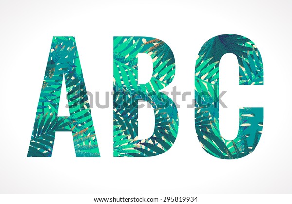 Vector Alphabet Set Retro Palm Letters Stock Vector (Royalty Free ...