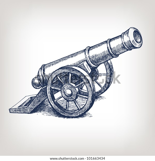 Vector Ancient Cannon Vintage Ink Engraving Stock Vector (Royalty Free ...