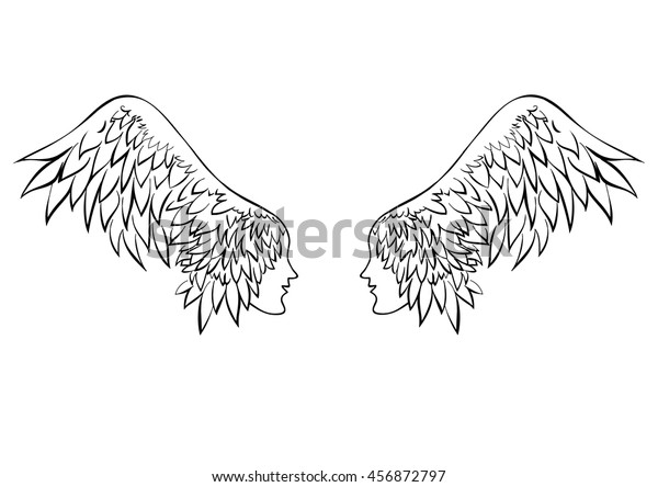 Vector Angel Wings Profile Human Faces 库存矢量图（免版税）456872797 | Shutterstock