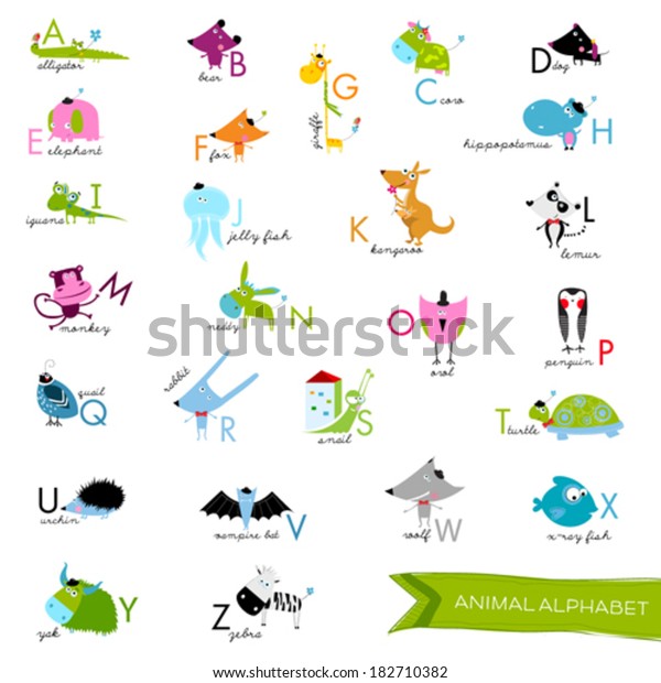 Vector Animal Alphabet Stock Vector (Royalty Free) 182710382 | Shutterstock
