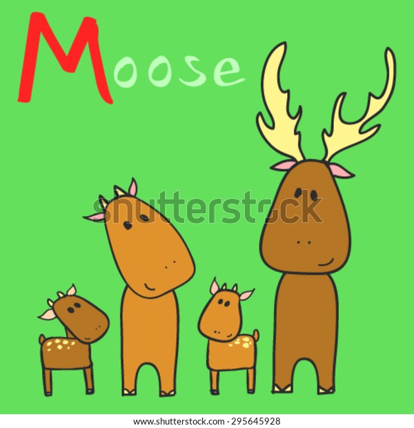 Vector Animal Alphabet Letter M Moose Stock Vector (Royalty Free ...