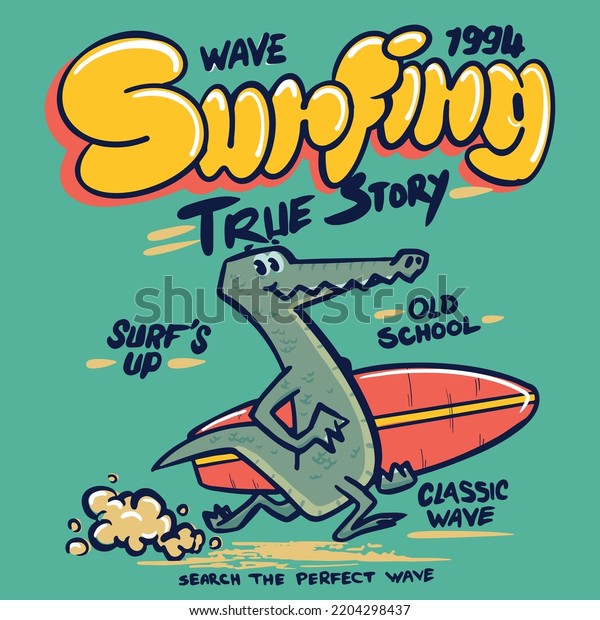 Vector Animal Surf Character Illustrtion T Stock Vector (Royalty Free ...
