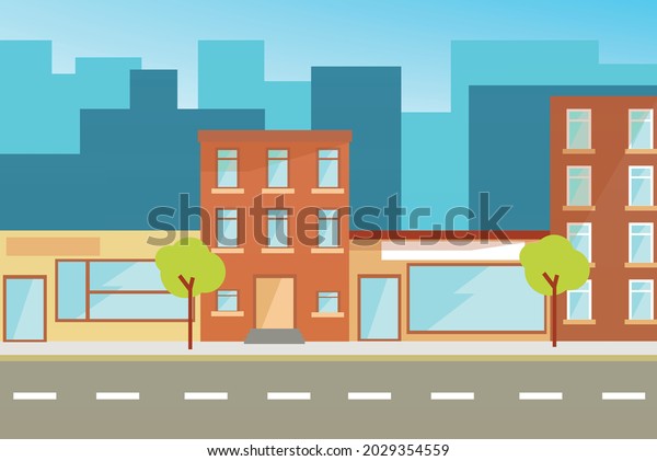 Vector Animation City Buildings Street Flat Stock Vector (Royalty Free ...