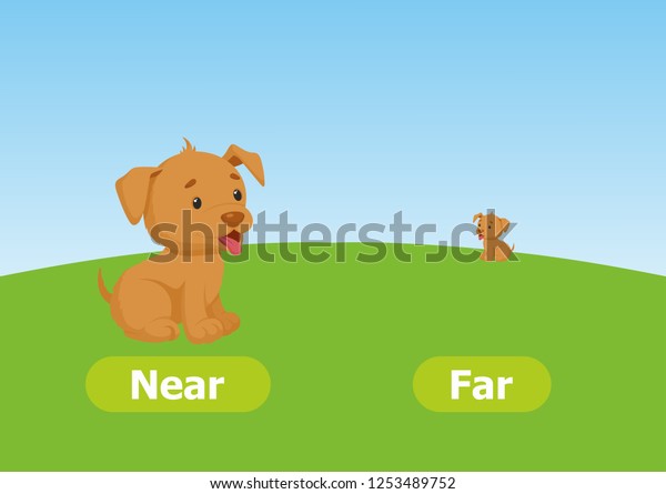 Vector Antonyms Opposites Near Far Cartoon Stock Vector (Royalty Free ...