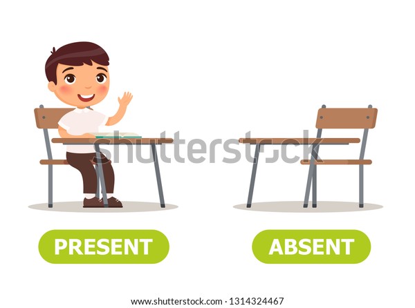 Image vectorielle de stock de Vector Antonyms Opposites Present Absent ...