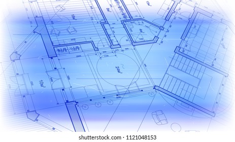 Vector Architectural Plan Abstract Architectural Blueprint Stock Vector ...
