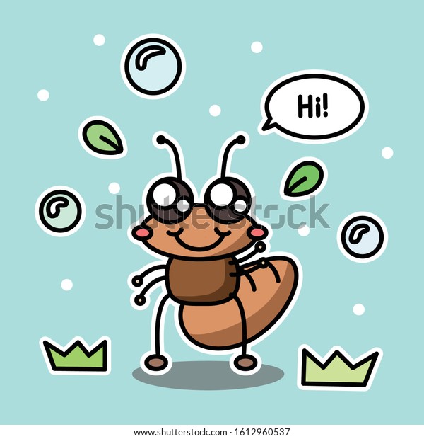 Vector Art Baby Ant Smiling Saying Stock Vector (Royalty Free ...