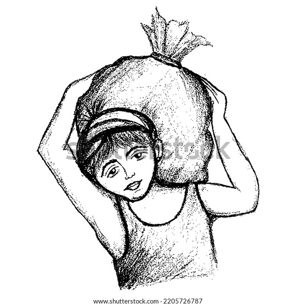 Vector Art Child Packing Sack Stock Vector (Royalty Free) 2205726787 ...