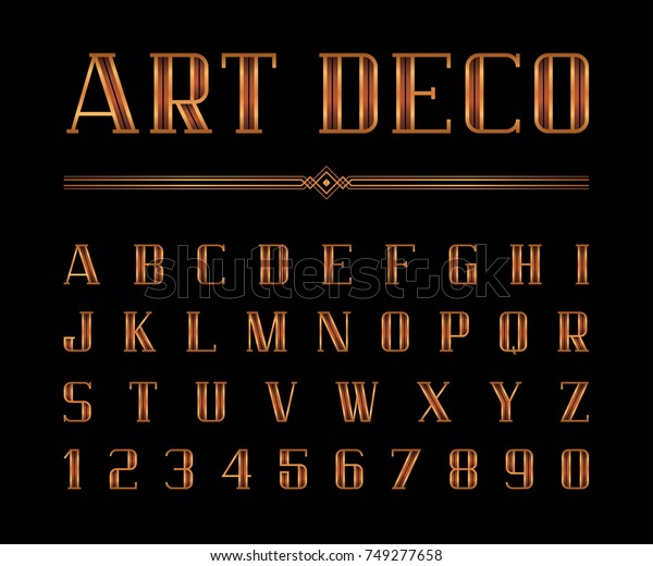 Vector Art Deco Font Alphabet Condensed Stock Vector (Royalty Free ...