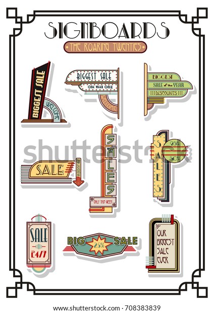 Vector Art Deco Signboards Retro Sale Stock Vector (Royalty Free ...