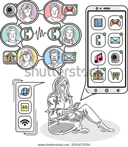 Vector Art Depicting Connectivity Trough Internet Stock Vector (Royalty ...