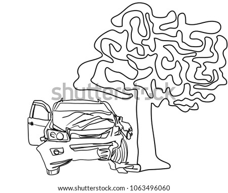 Vector Art Drawing Car Crash Big Stock Vector (Royalty Free) 1063496060 ...