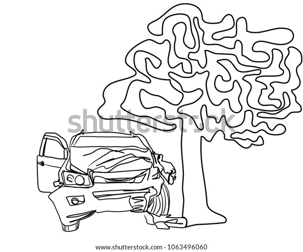Vector Art Drawing Car Crash Big Stock Vector (Royalty Free) 1063496060 ...