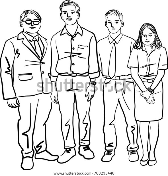 Vector Art Drawing Group Business People Stock Vector (Royalty Free ...
