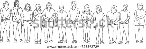 Vector Art Drawing Group Full Body Stock Vector (Royalty Free ...