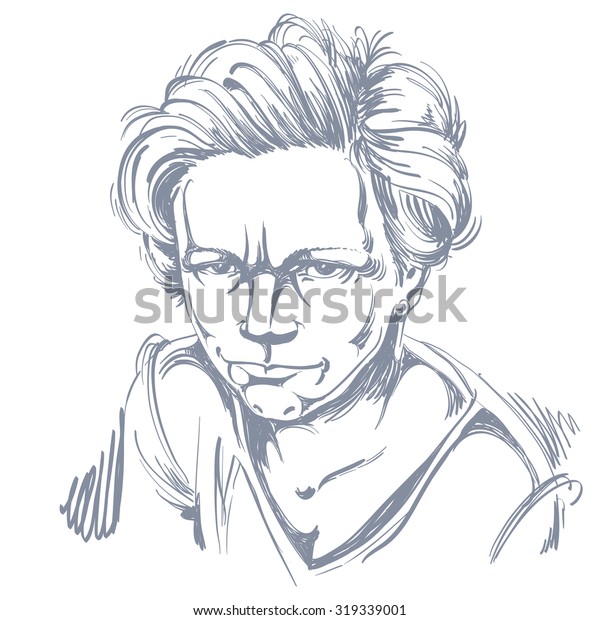 Vector Art Drawing Portrait Angry Girl Stock Vector (Royalty Free ...