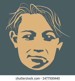 Vector Art Drawing Portrait Sad Depressed Stock Vector (Royalty Free ...