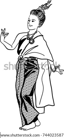 Vector Art Drawing Thailand Dancing Art Stock Vector (Royalty Free ...