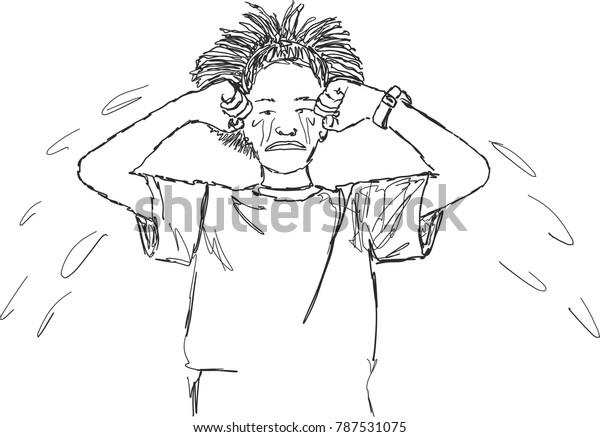 Vector Art Drawing Woman Crying Stock Vector (Royalty Free) 787531075 ...