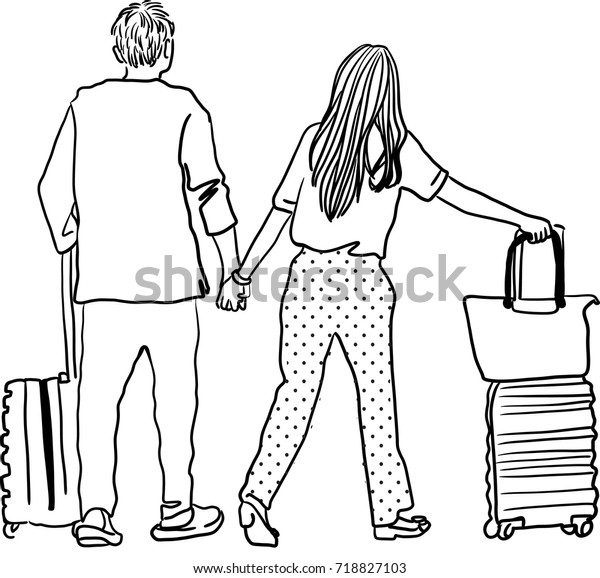 Vector Art Drawing Young Man Woman Stock Vector (Royalty Free ...