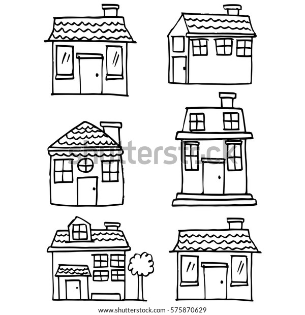 Vector Art House Set Hand Draw Stock Vector (Royalty Free) 575870629 ...