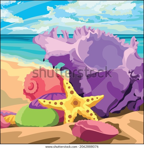 Vector Art Illustration Assorted Sea Animals Stock Vector (Royalty Free ...