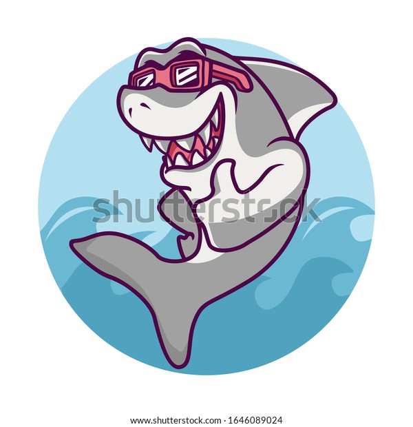 Vector Art Illustration Cool Shark Smiling Stock Vector (Royalty Free ...