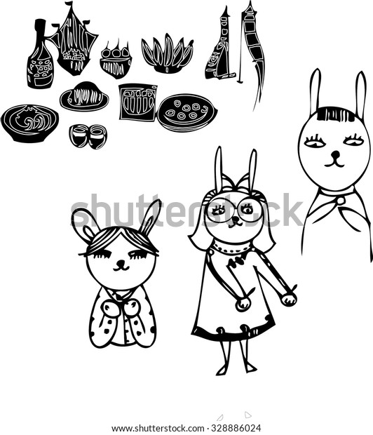 Vector Art Rabbit Food Design Card Stock Vector (Royalty Free) 328886024